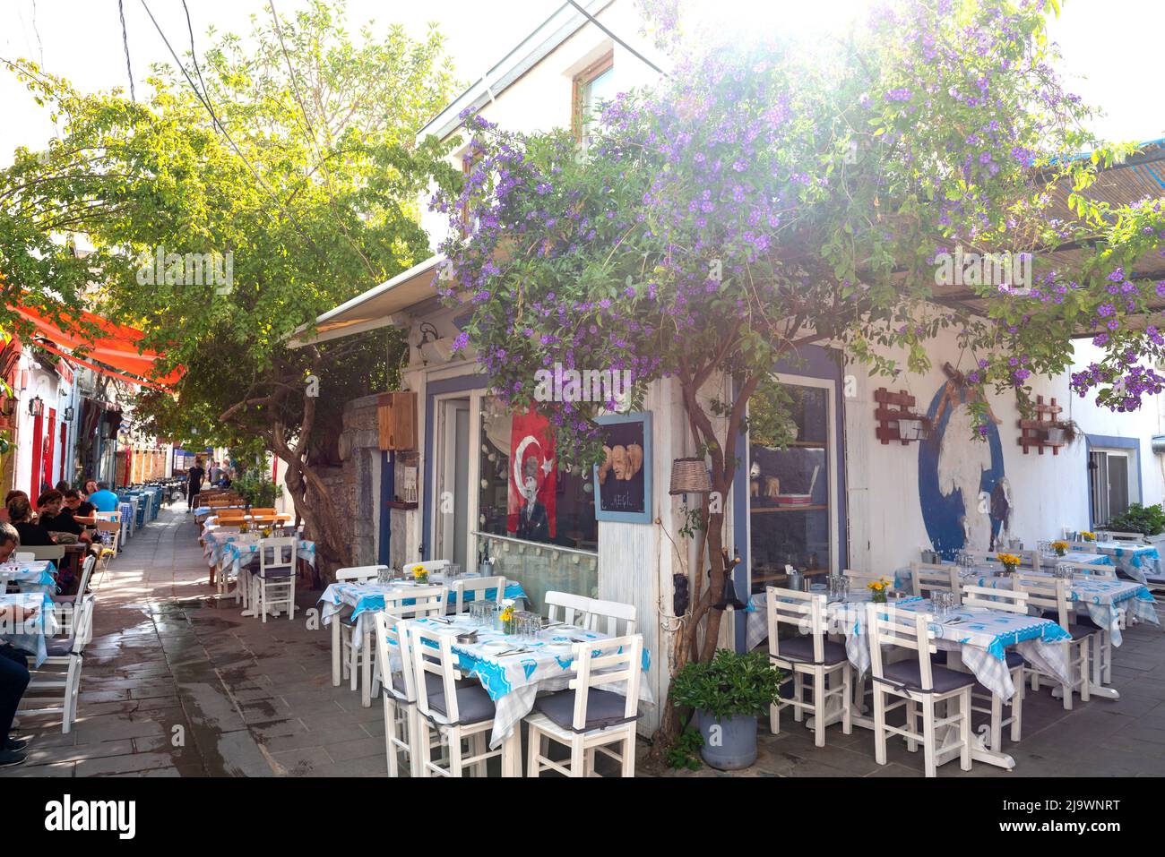 Bodrum, Turkey. 23rd Apr, 2022. Charming side streets with cute and ...