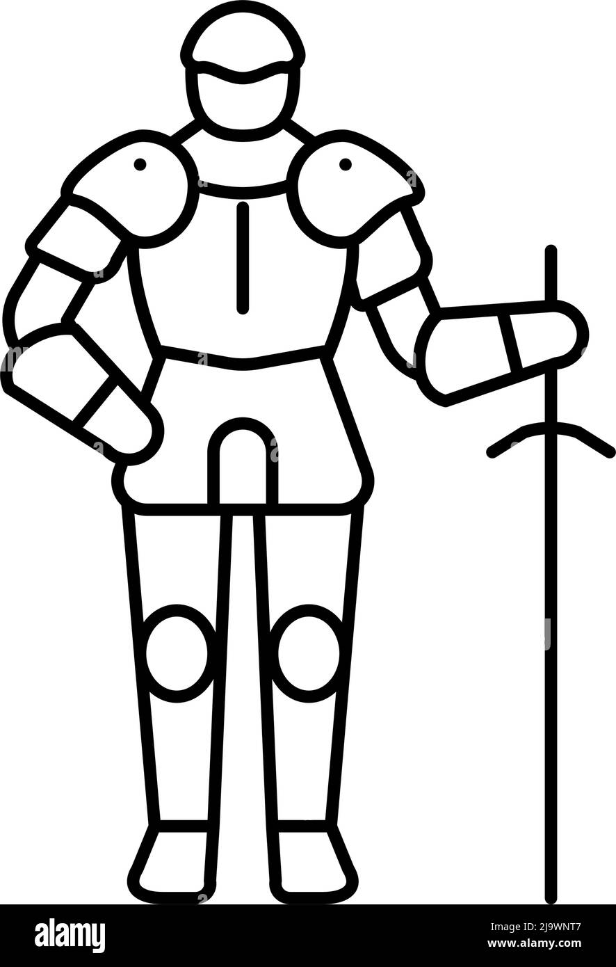 warrior knight line icon vector illustration Stock Vector Image & Art ...