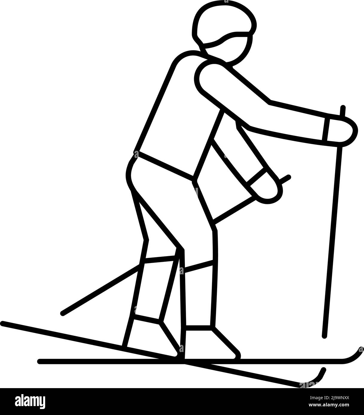 skiing extreme winter sport line icon vector illustration Stock Vector ...