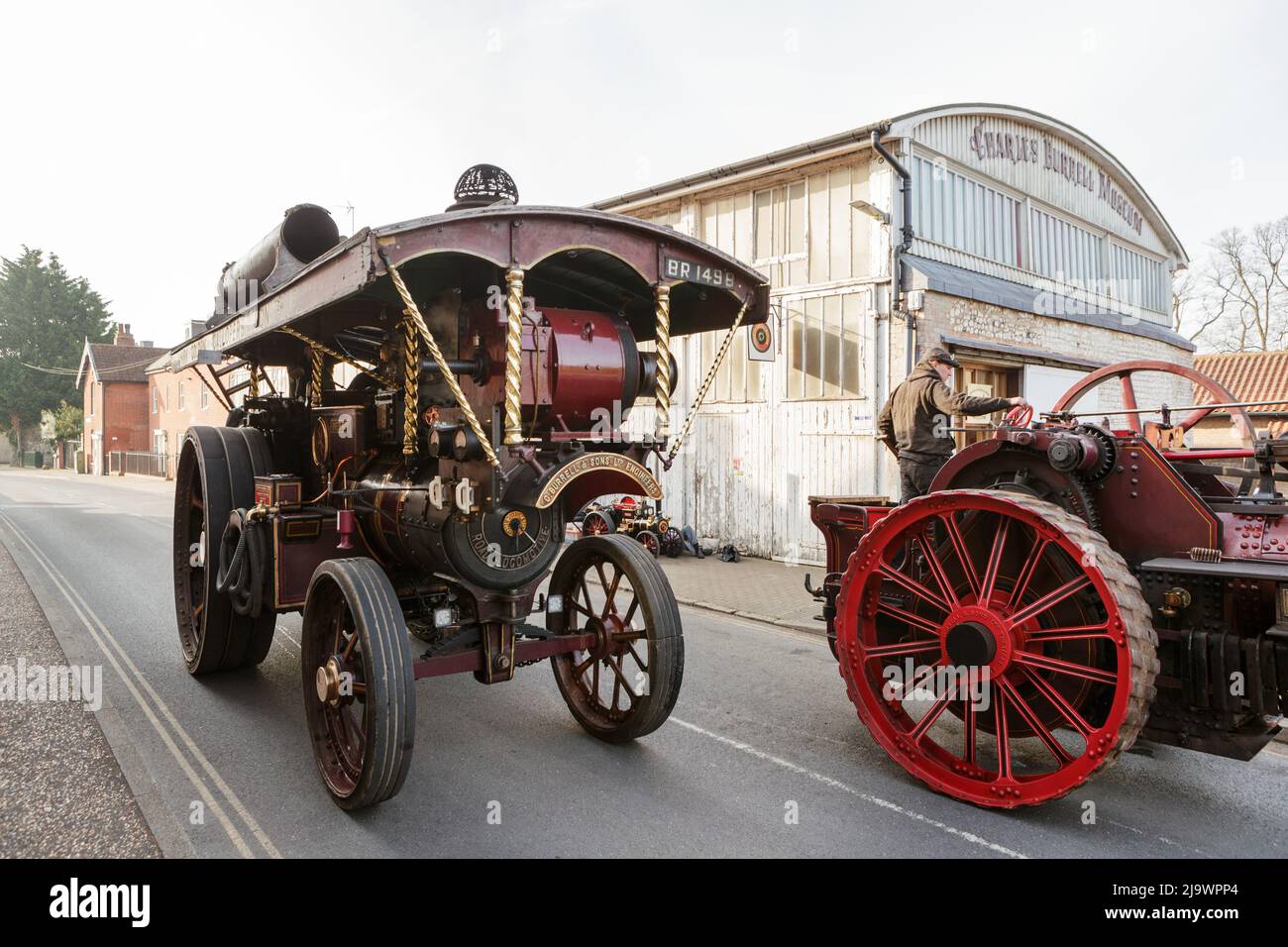 BR1498 Steam road locomotive engine leaving the engine shed, the former ...