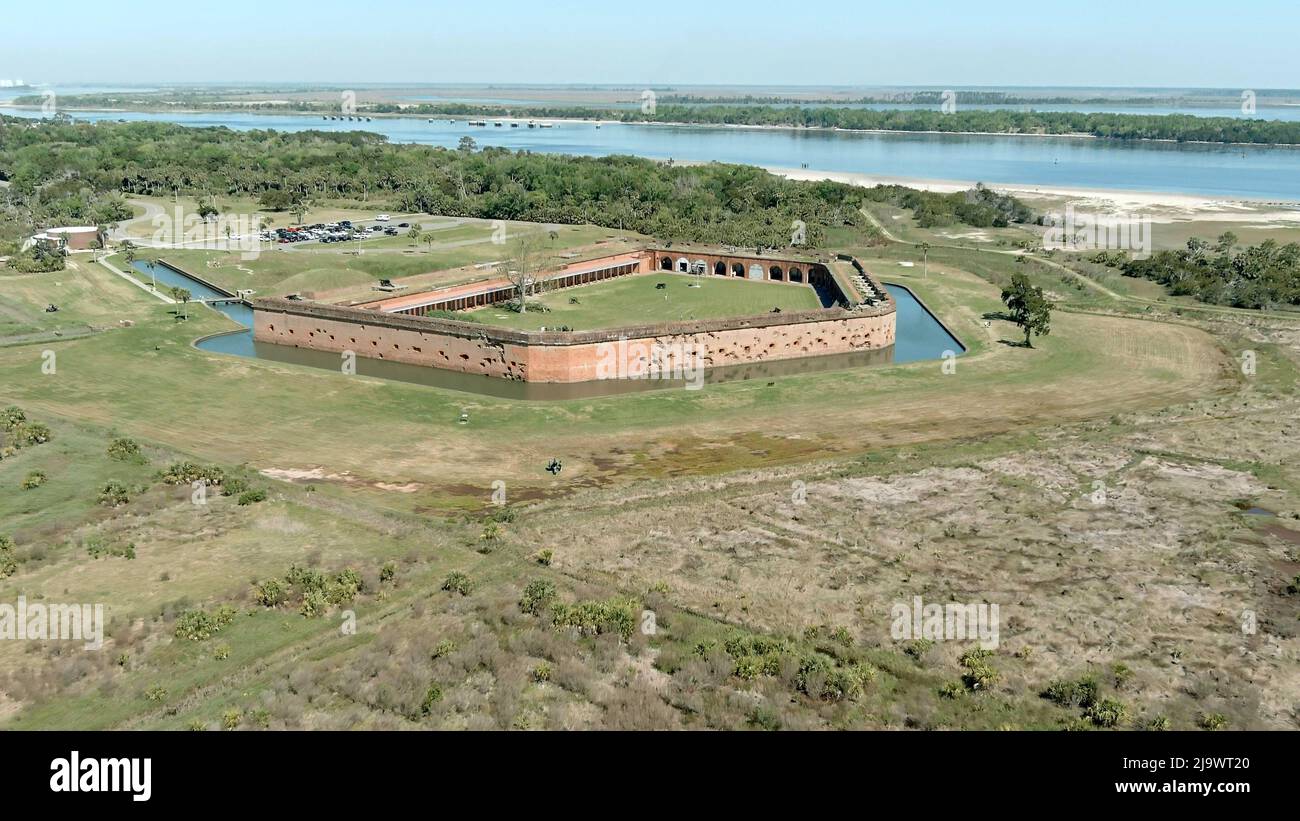 Aerial view of Fort Pulaski, a fort from the American Civil War Stock ...