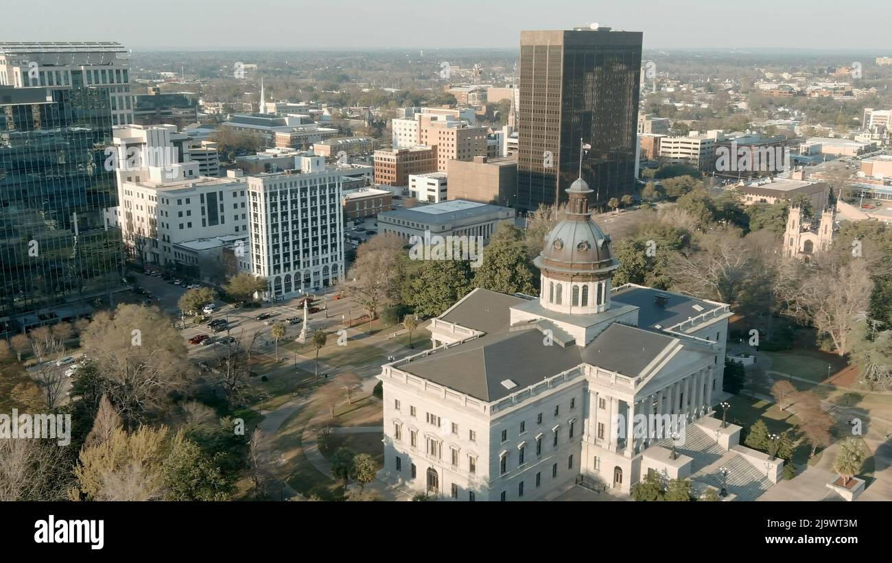 Aerial view of Columbia, South Carolina including the State House and ...