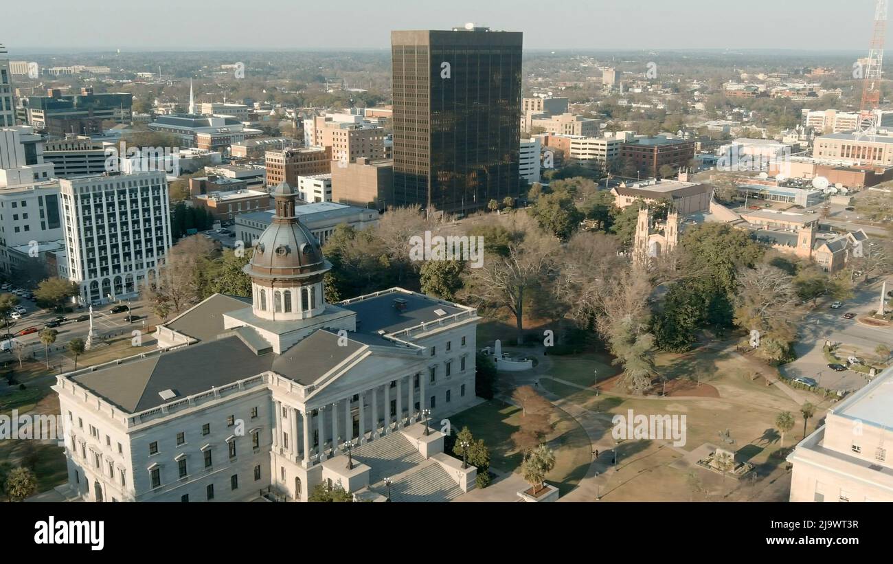Aerial view of Columbia, South Carolina including the State House and ...