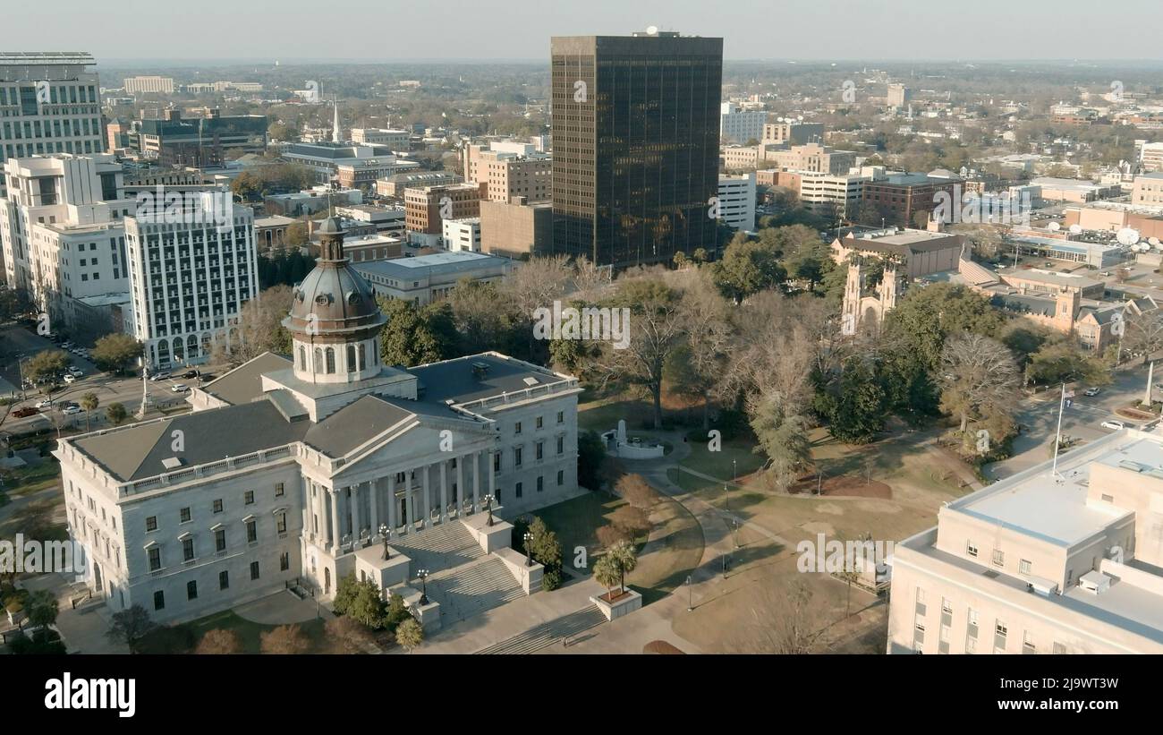 Aerial view of Columbia, South Carolina including the State House and ...