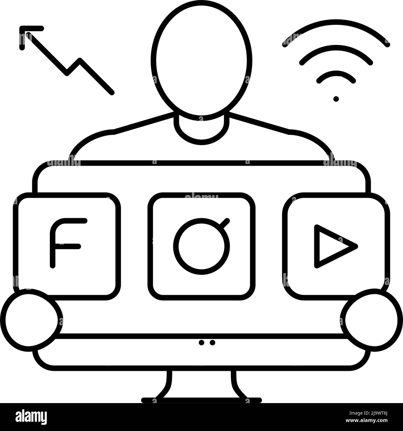 social media manager line icon vector illustration Stock Vector Image ...