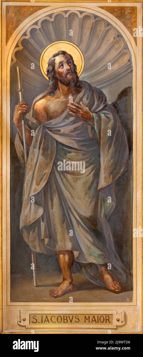 BARI, ITALY - MARCH 3, 2022: The fresco of St. James the Great the ...
