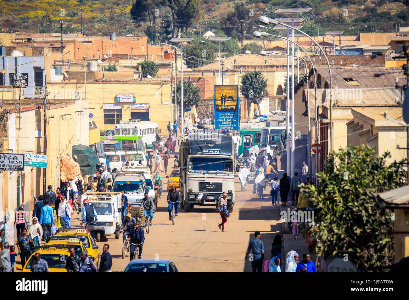 Central street of Asmara with Cars and Peoples Stock Photo - Alamy