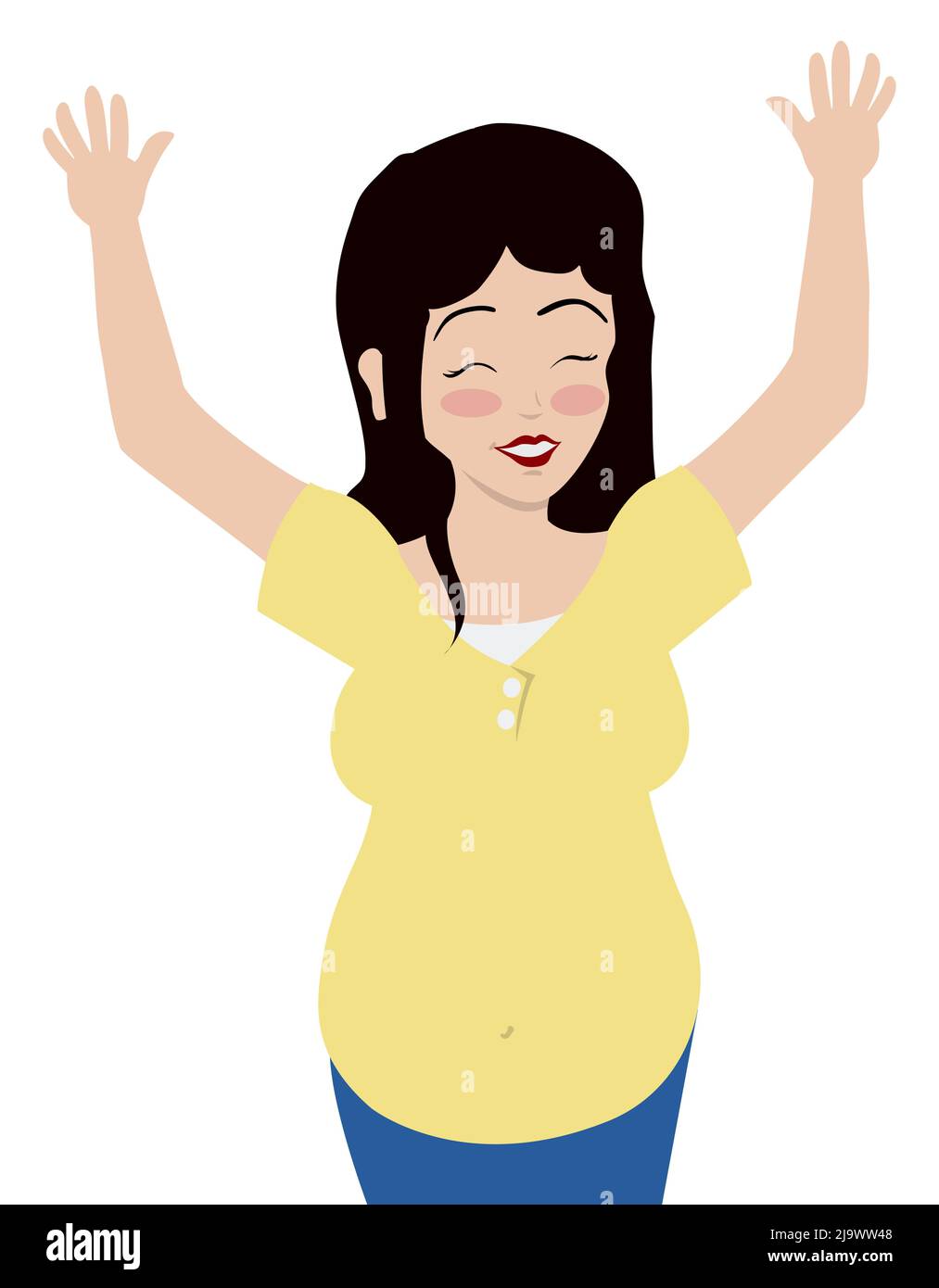 Happy woman in white long Stock Vector Images - Alamy
