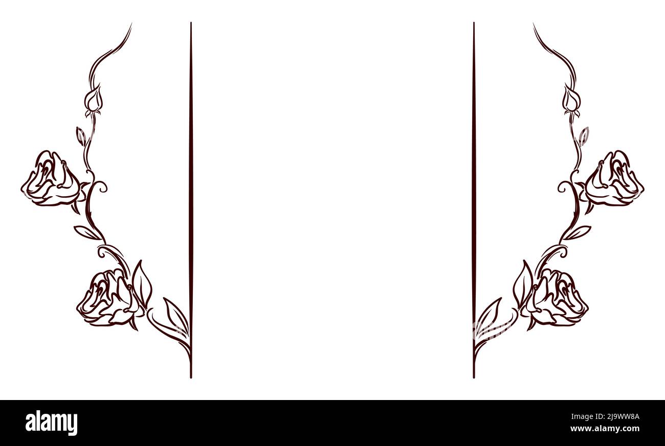 Template design with beautiful roses and buds decorating at both sides ...
