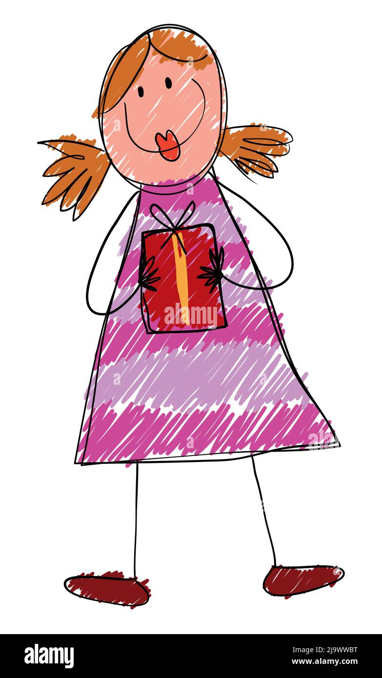 Girl wearing pink dress Stock Vector Images - Alamy