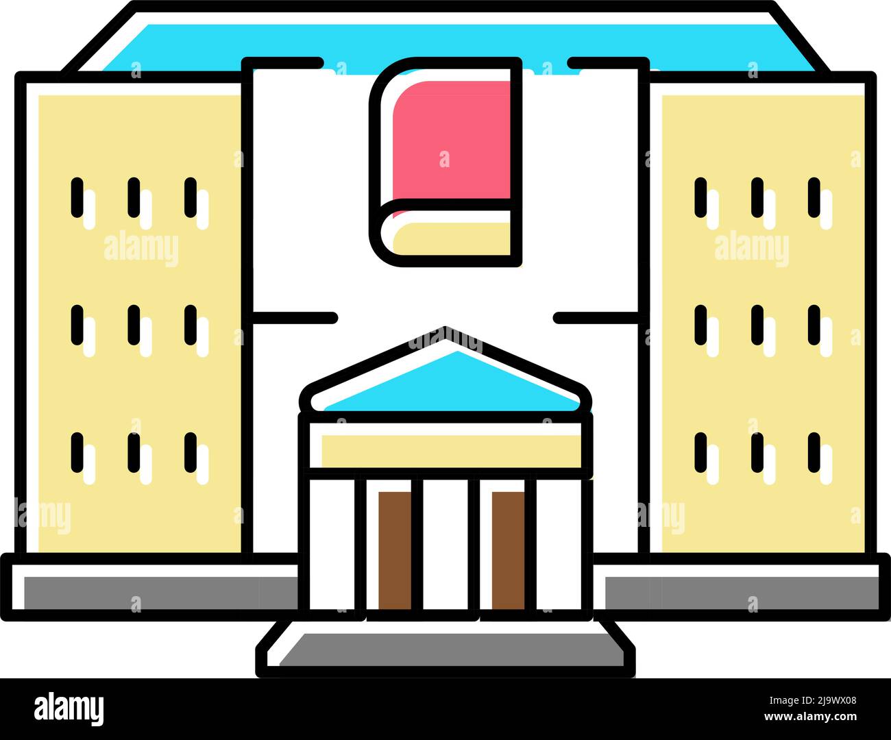 library building color icon vector illustration Stock Vector Image ...