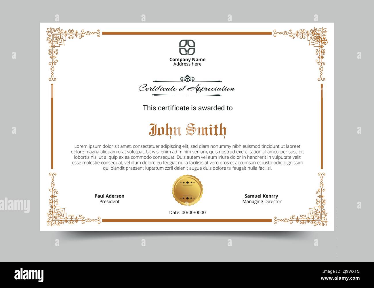 Floral Border Certificate of Appreciation Template Stock Vector Image ...