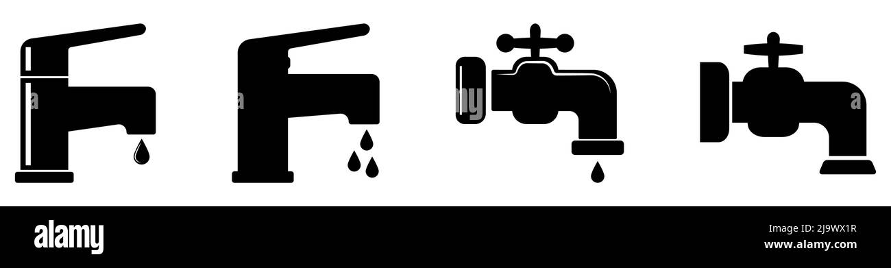 Faucet icon set. Vector illustration isolated on white background Stock ...