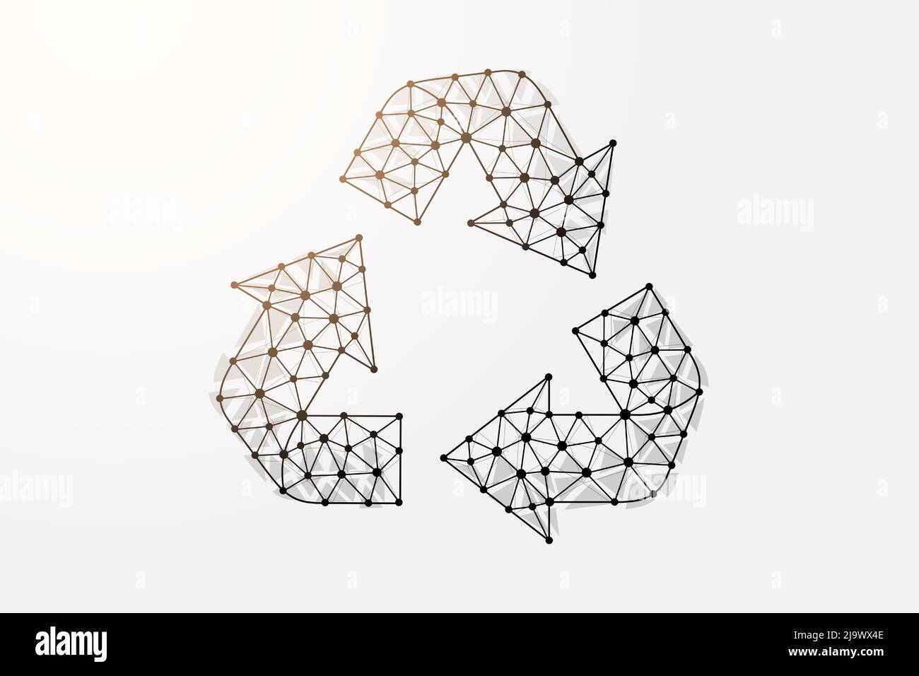 Recycle 3d low poly symbol with connected dots. Ecology, waste ...