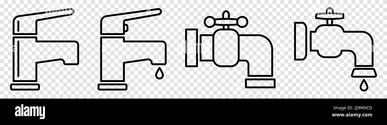 Faucet line icons. Vector illustration isolated on transparent ...