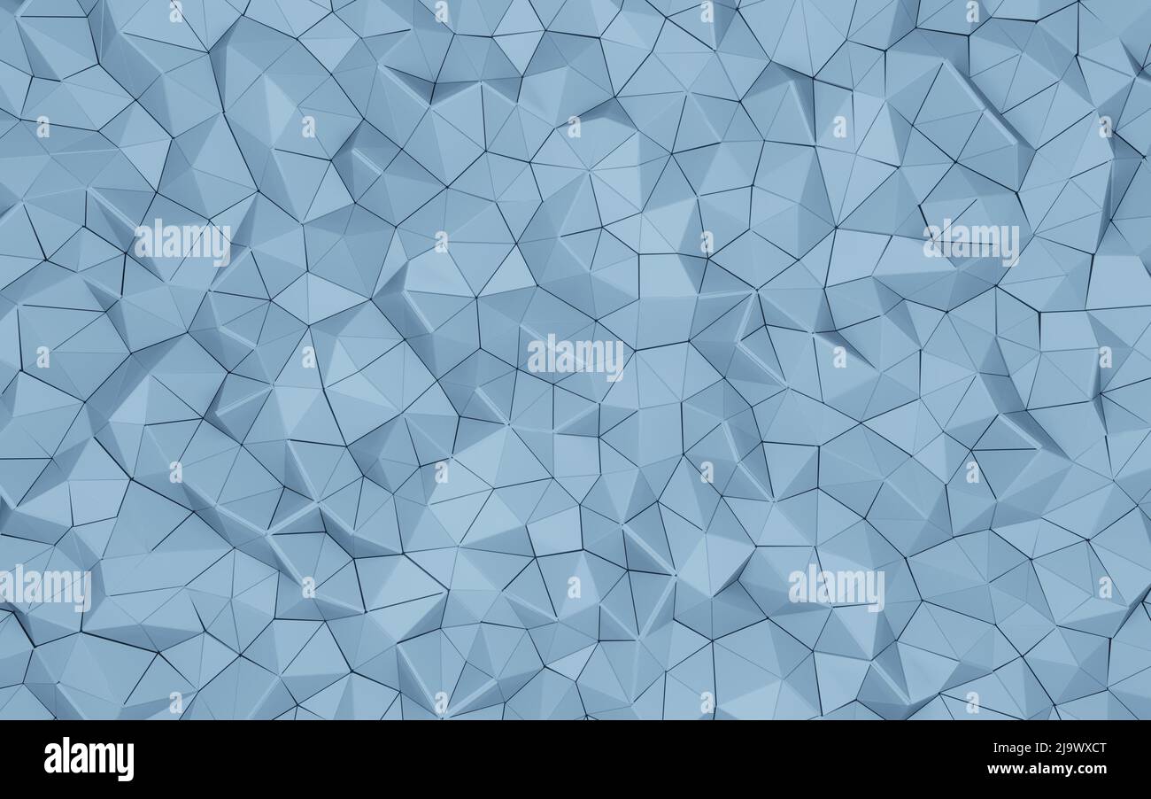 3d render, textured triangle shape frosty blue empty background Stock ...