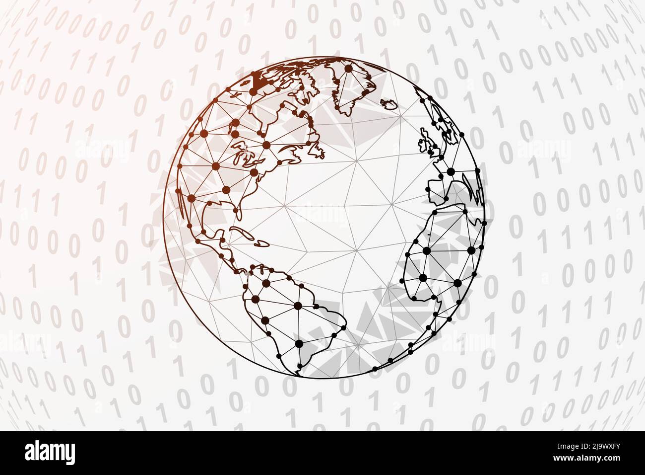 Earth planet 3d low poly symbol with binary code background. Space design vector illustration ...