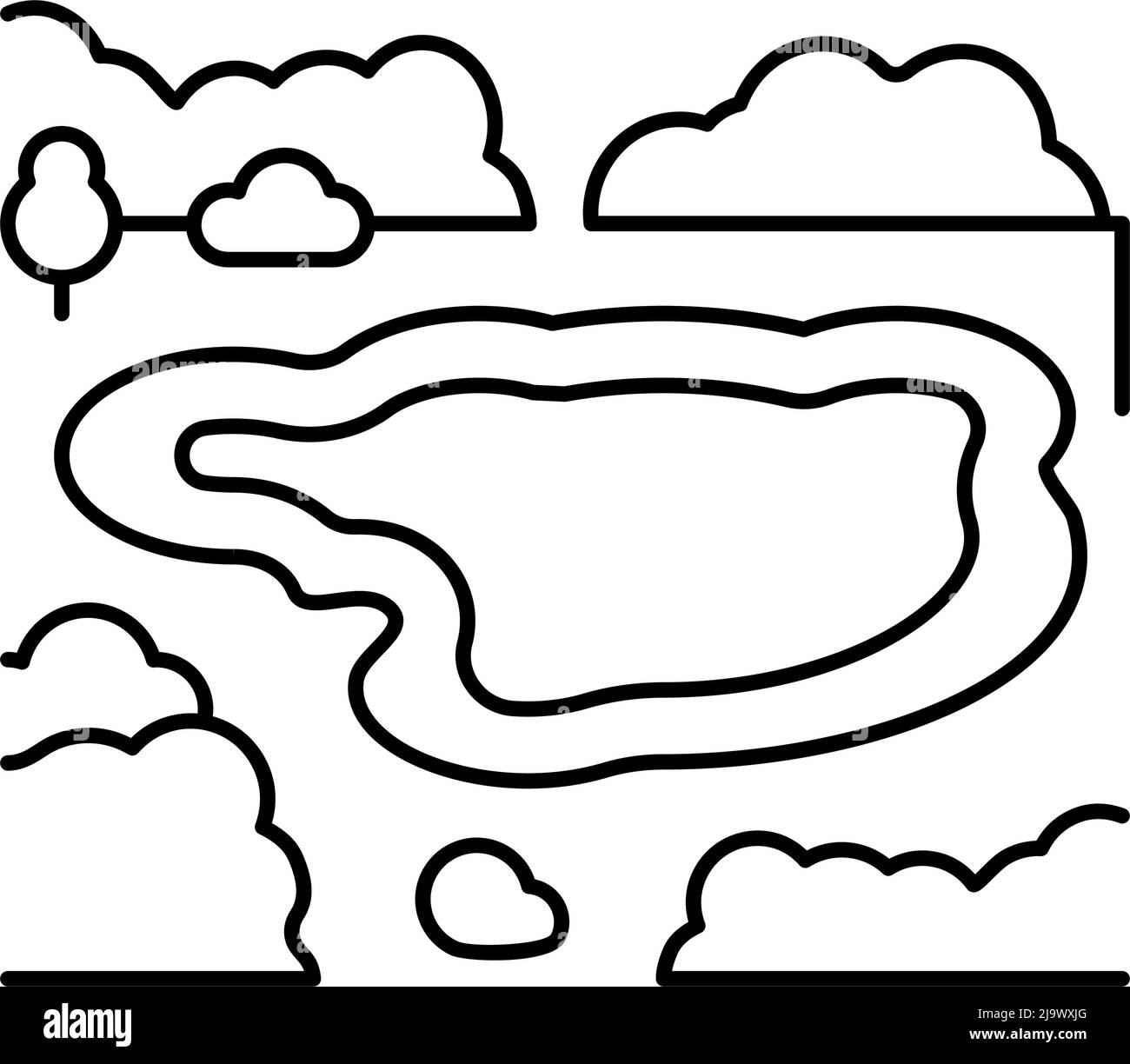 lake nature line icon vector illustration Stock Vector Image & Art - Alamy
