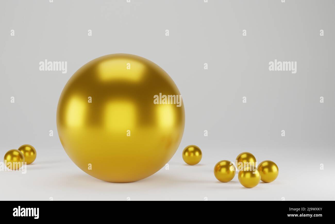 golden metallic spheres on white background, 3d render Stock Photo - Alamy