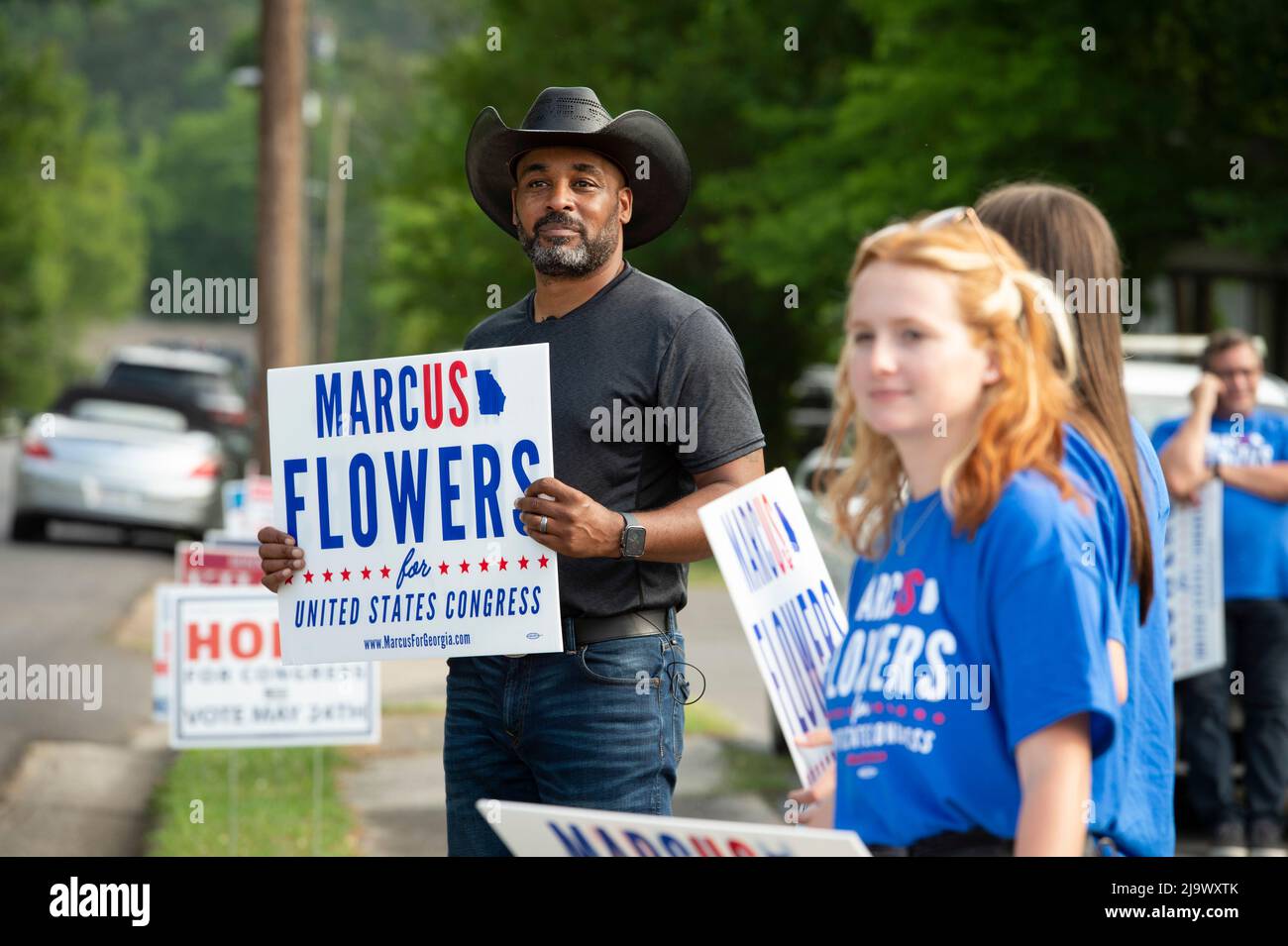 Rome, Georgia, USA. 24th May, 2022. Marcus Flowers and his campaign ...