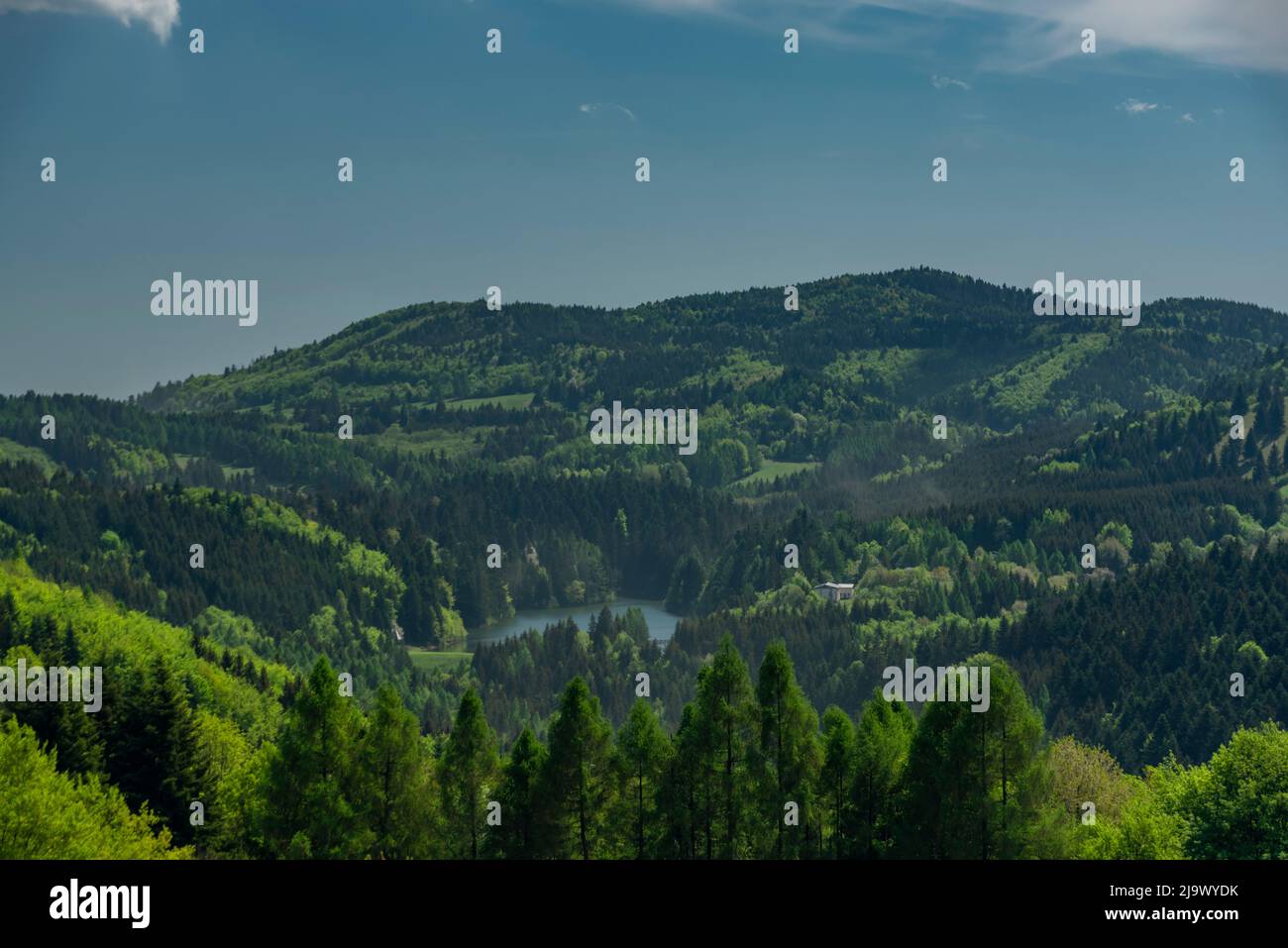 Landscape near Banska Stiavnica town in sping fresh color beautiful ...