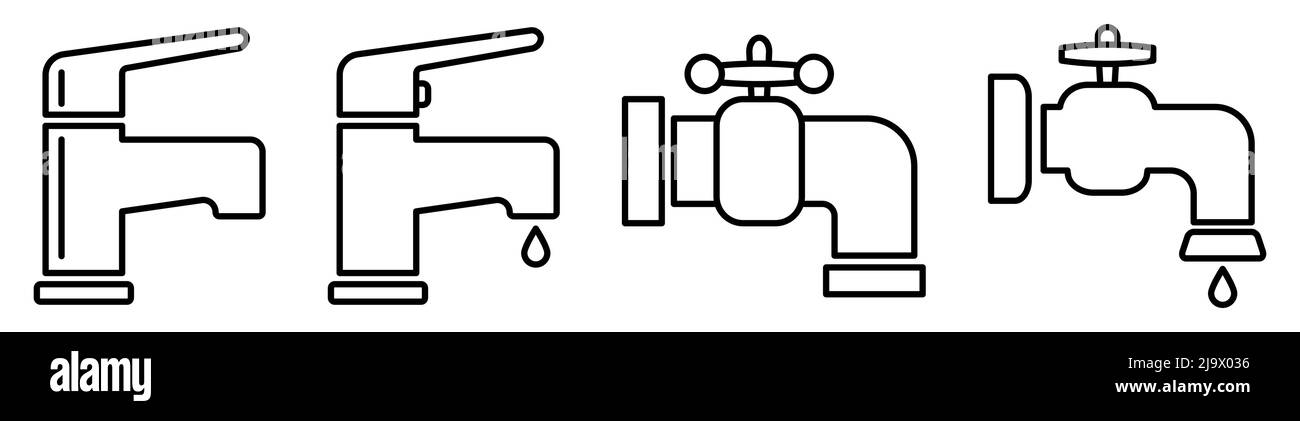 Water tap line icons. Vector illustration isolated on white background ...