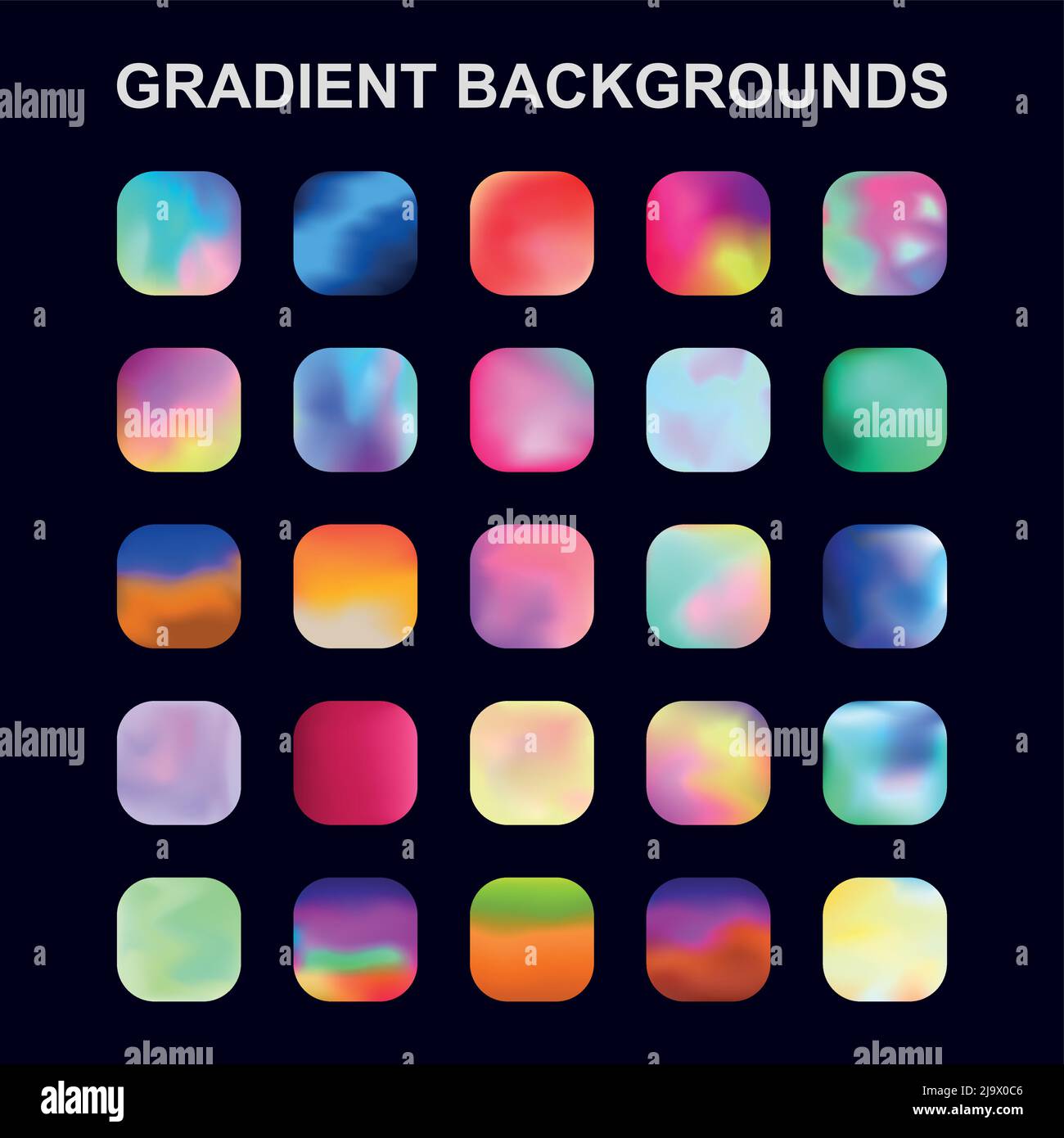 Set of 25 different gradient texture backgrounds - Vector illustration ...