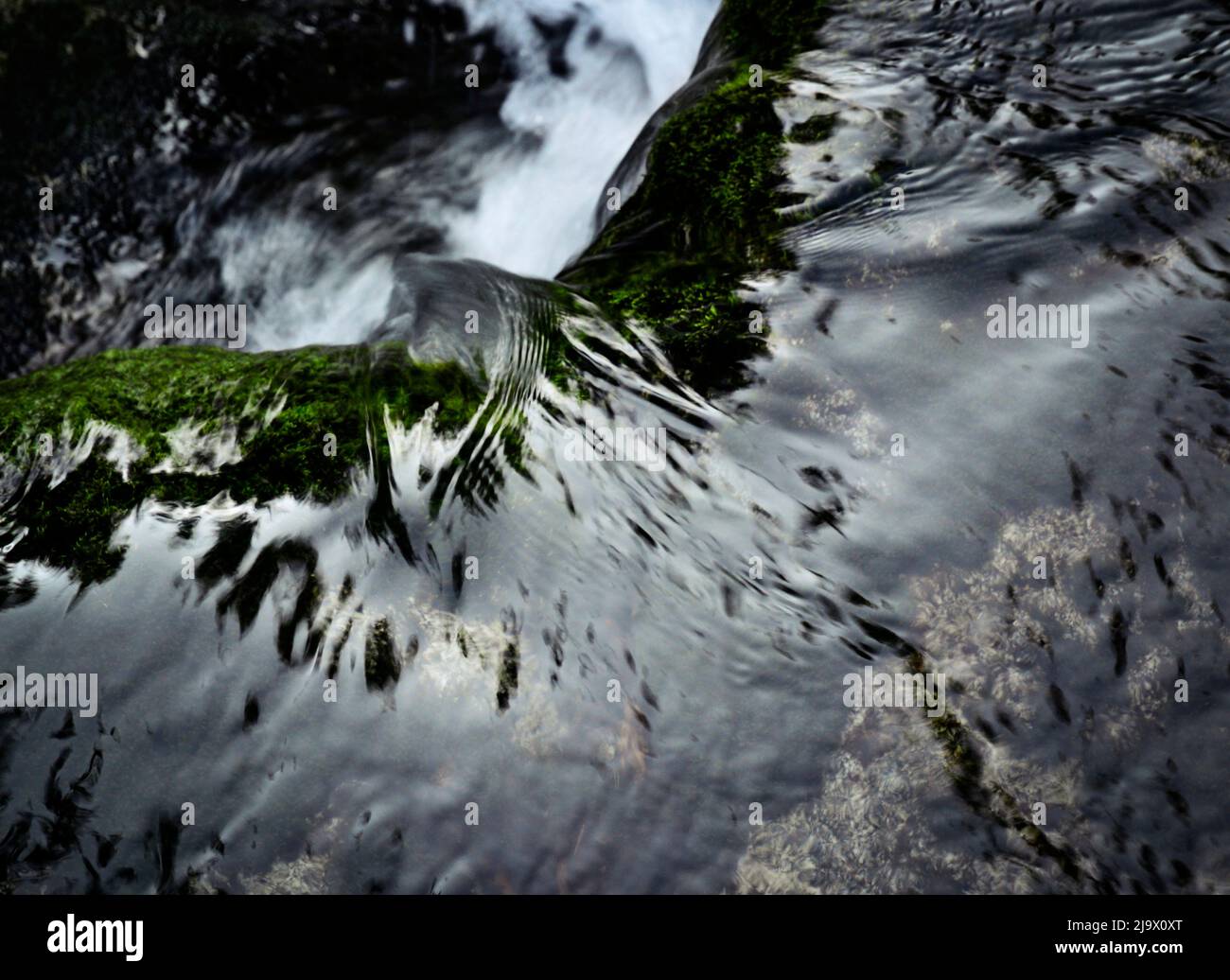 abstract nature background narrow water flow on the river Stock Photo ...