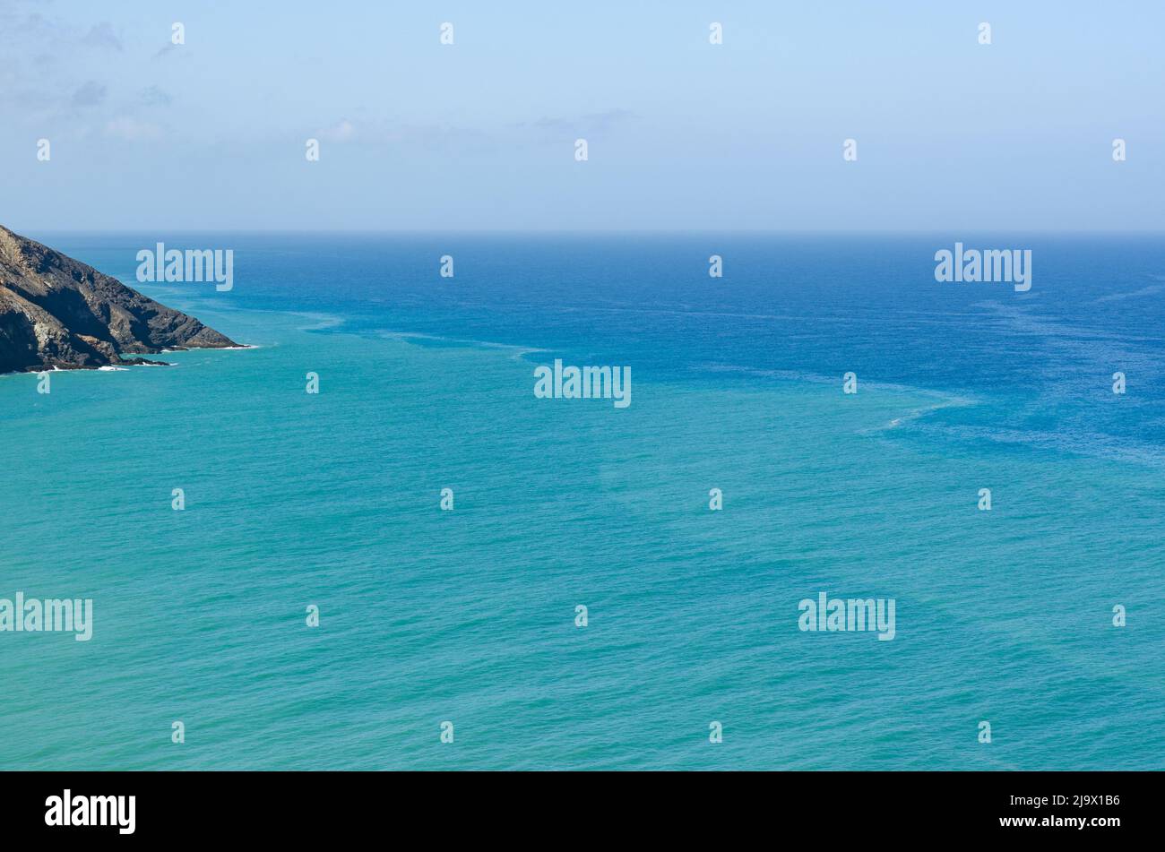 Landscape of the Colombian Caribbean coast in the Guajira desert with ...