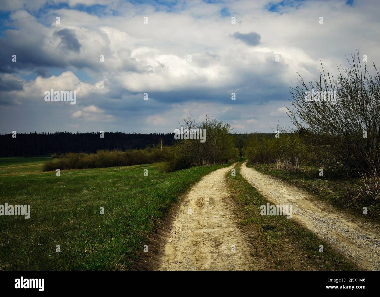landscape background Path through field Stock Photo - Alamy