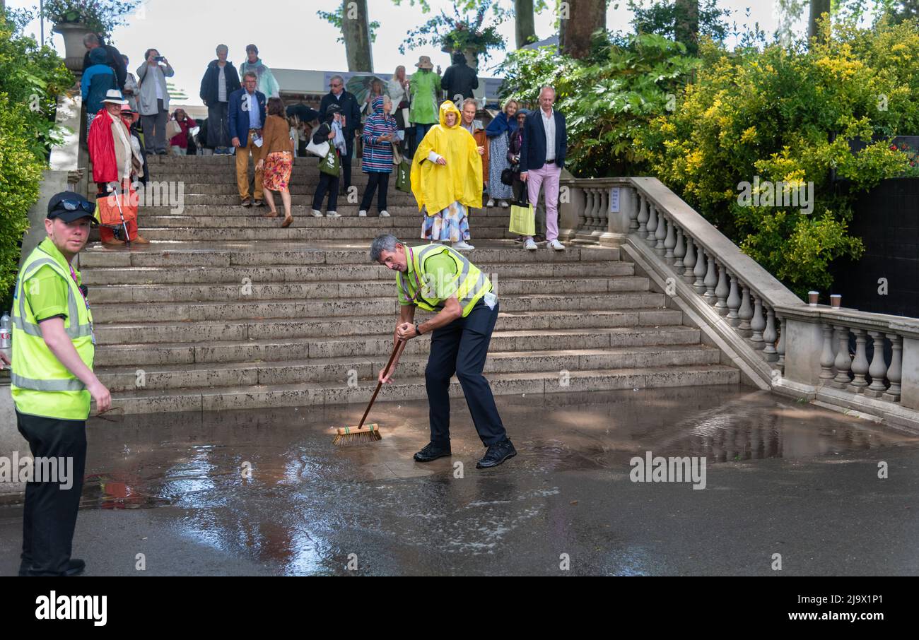Heavy rain at Chelsea Flower Show Stock Photo - Alamy