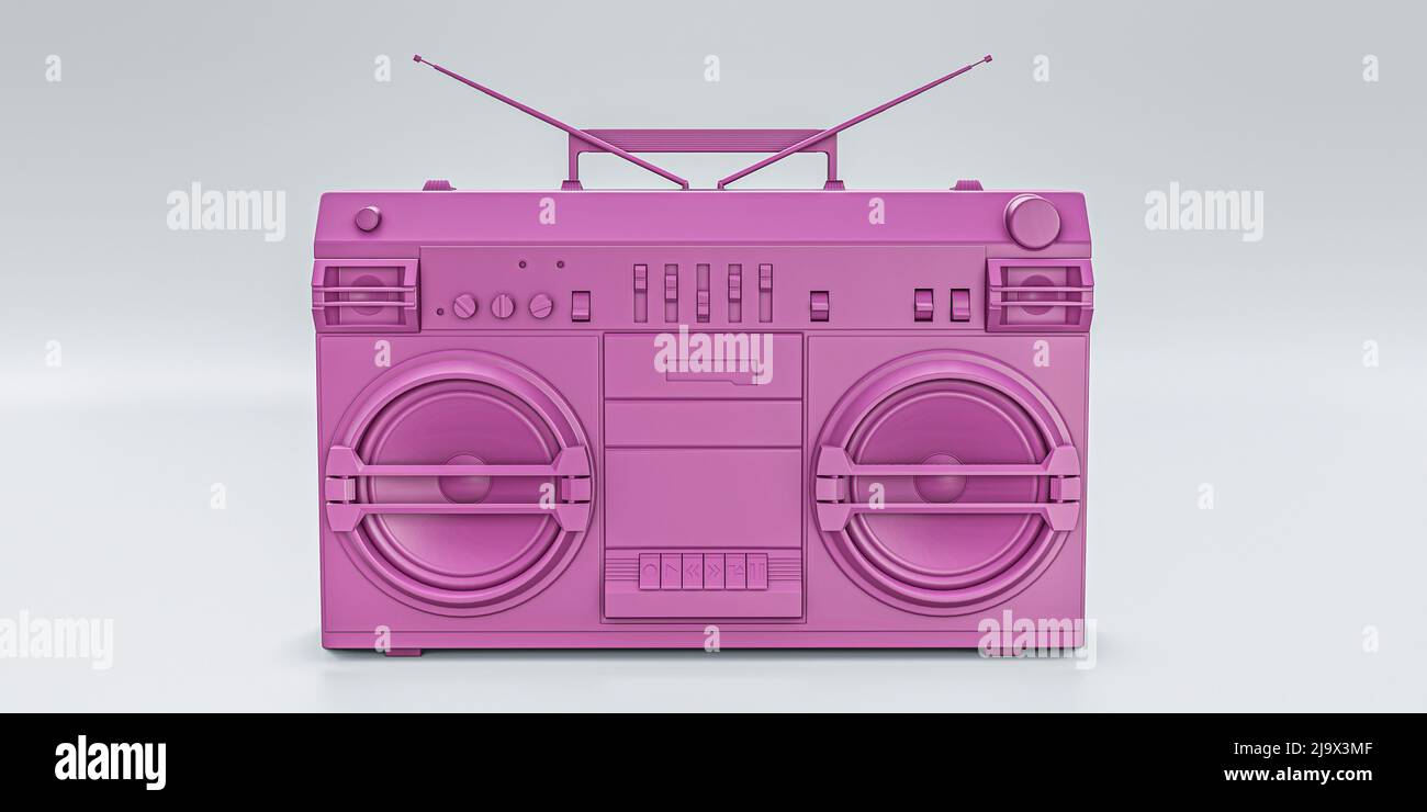 pink boombox isolated on white background 3d illustration Stock Photo ...