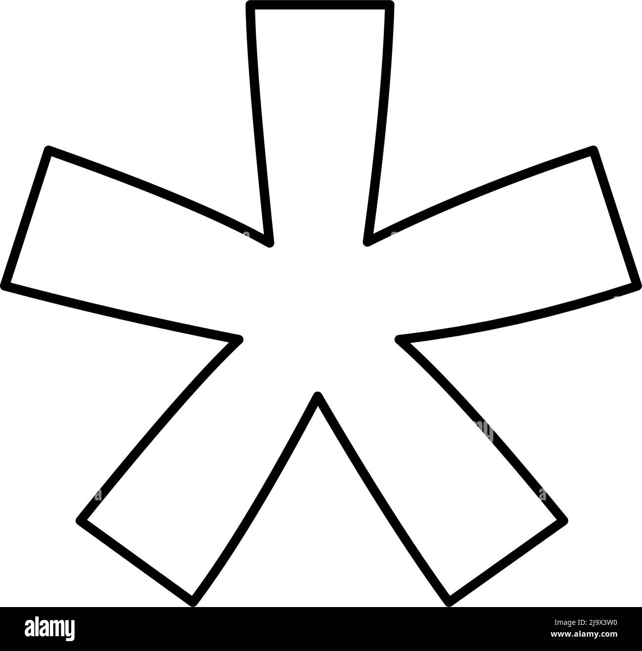 Asterisk icon illustration. Black outlines on white background Stock ...