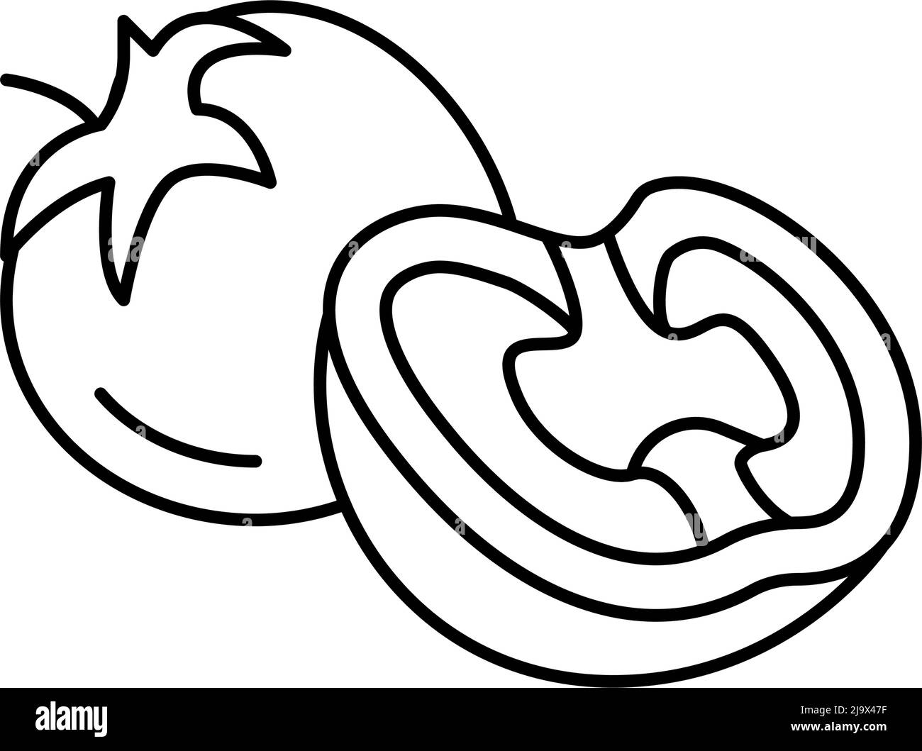 yellow tomato line icon vector illustration Stock Vector Image & Art ...