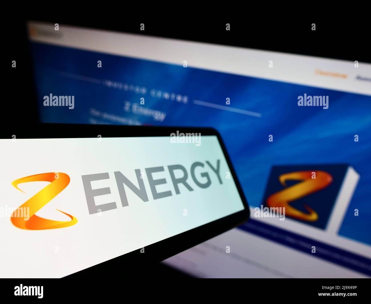Smartphone with logo of New Zealand company Z Energy Limited on screen ...