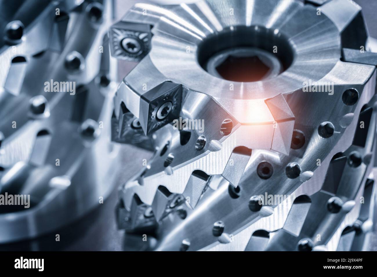 industrial metalworking milling cutter close-up, industrial concept ...
