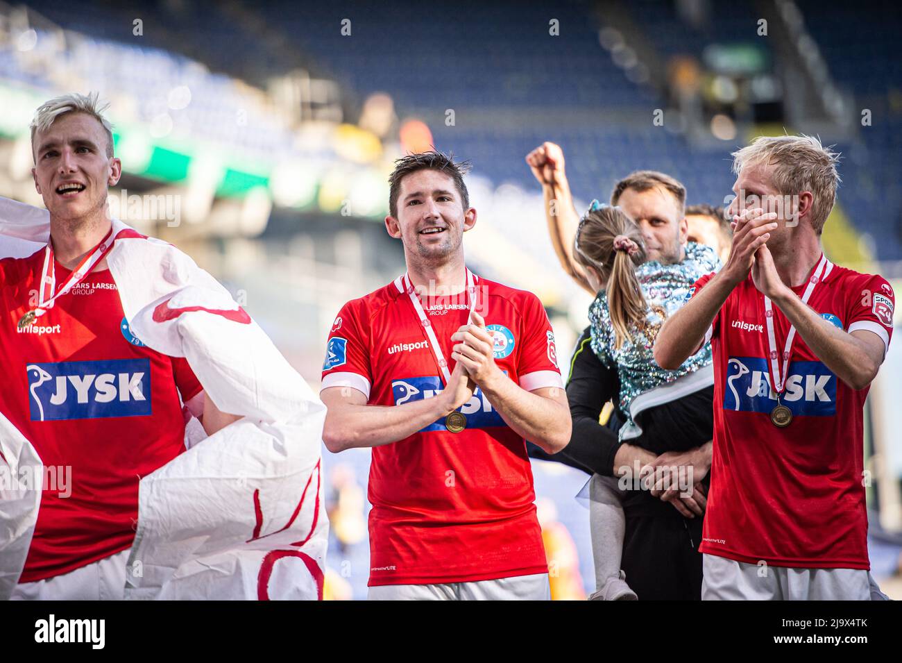 Brondby, Denmark. 22nd, May 2022. Mark Brink (14) of Silkeborg IF is ...