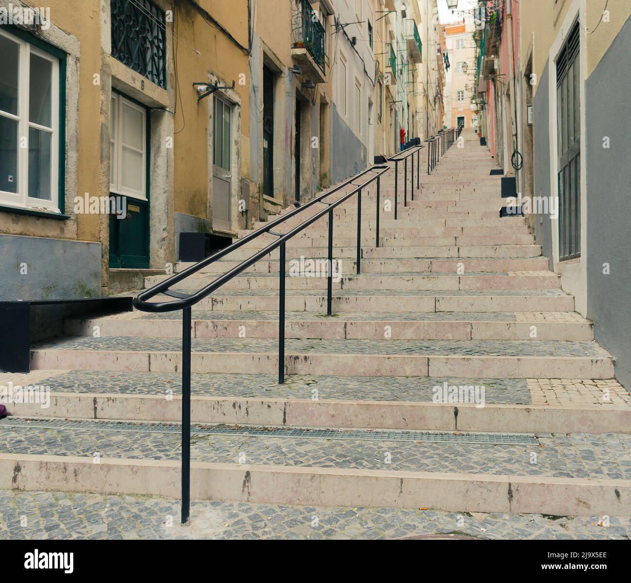 Lisbon street stairs in old town Stock Photo - Alamy