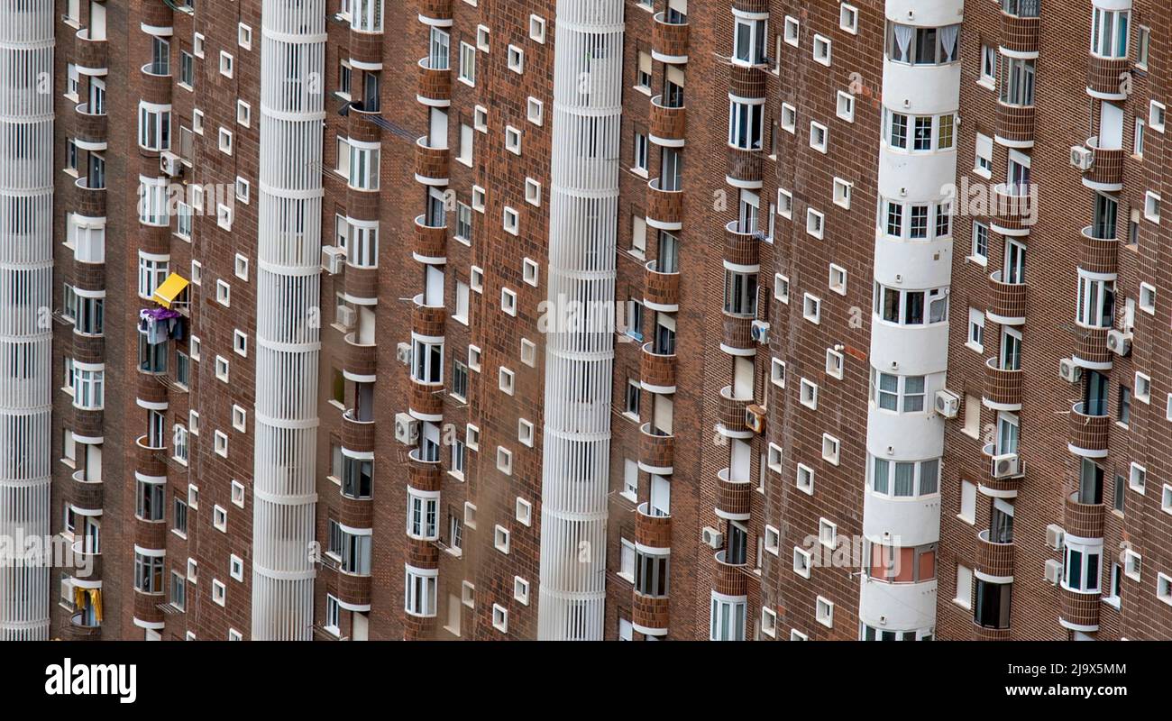 Swarm of houses in a huge urban building Conglomerate of windows and ...