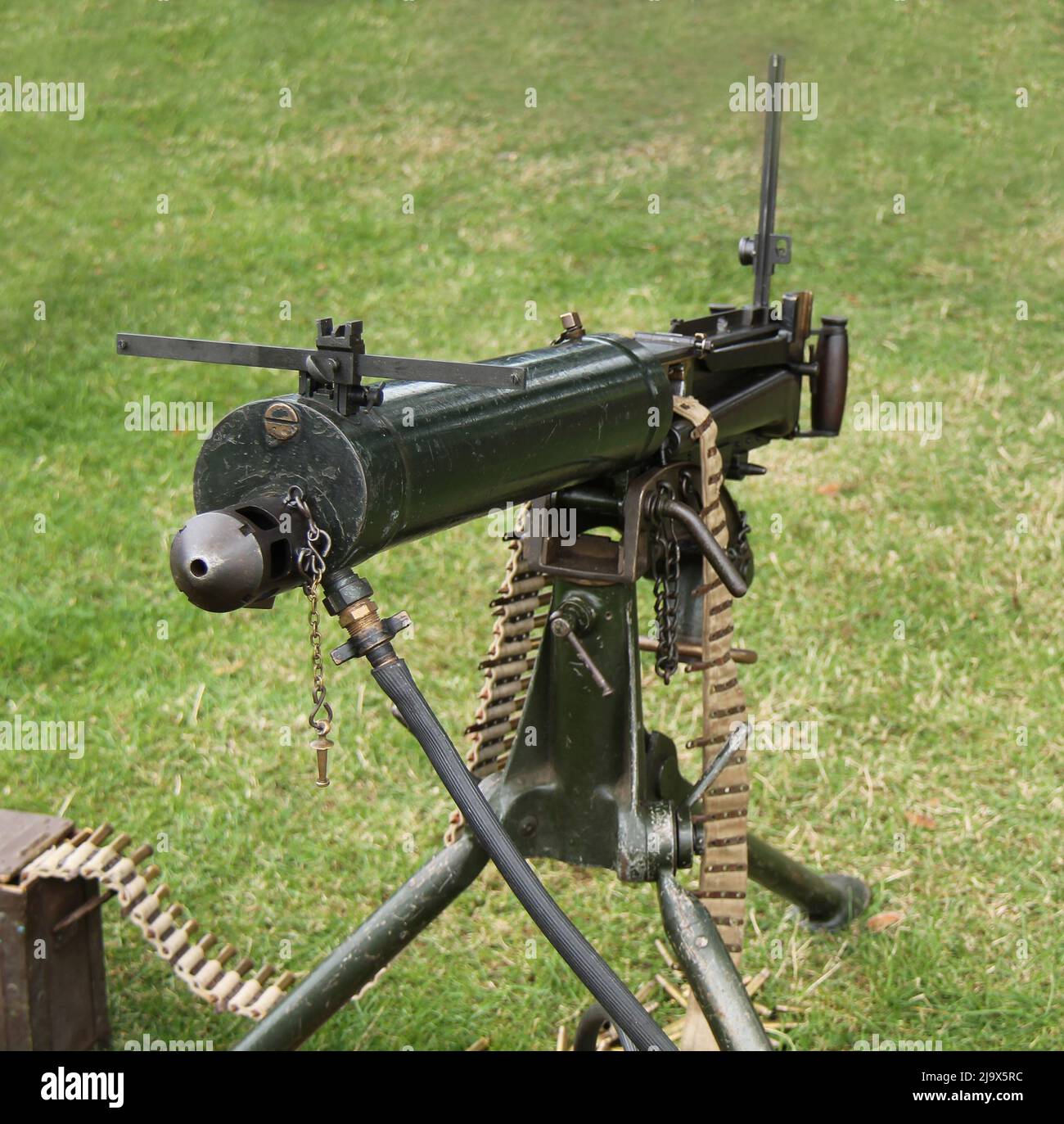 A Vintage Military Army Machine Gun with Ammunition Stock Photo - Alamy