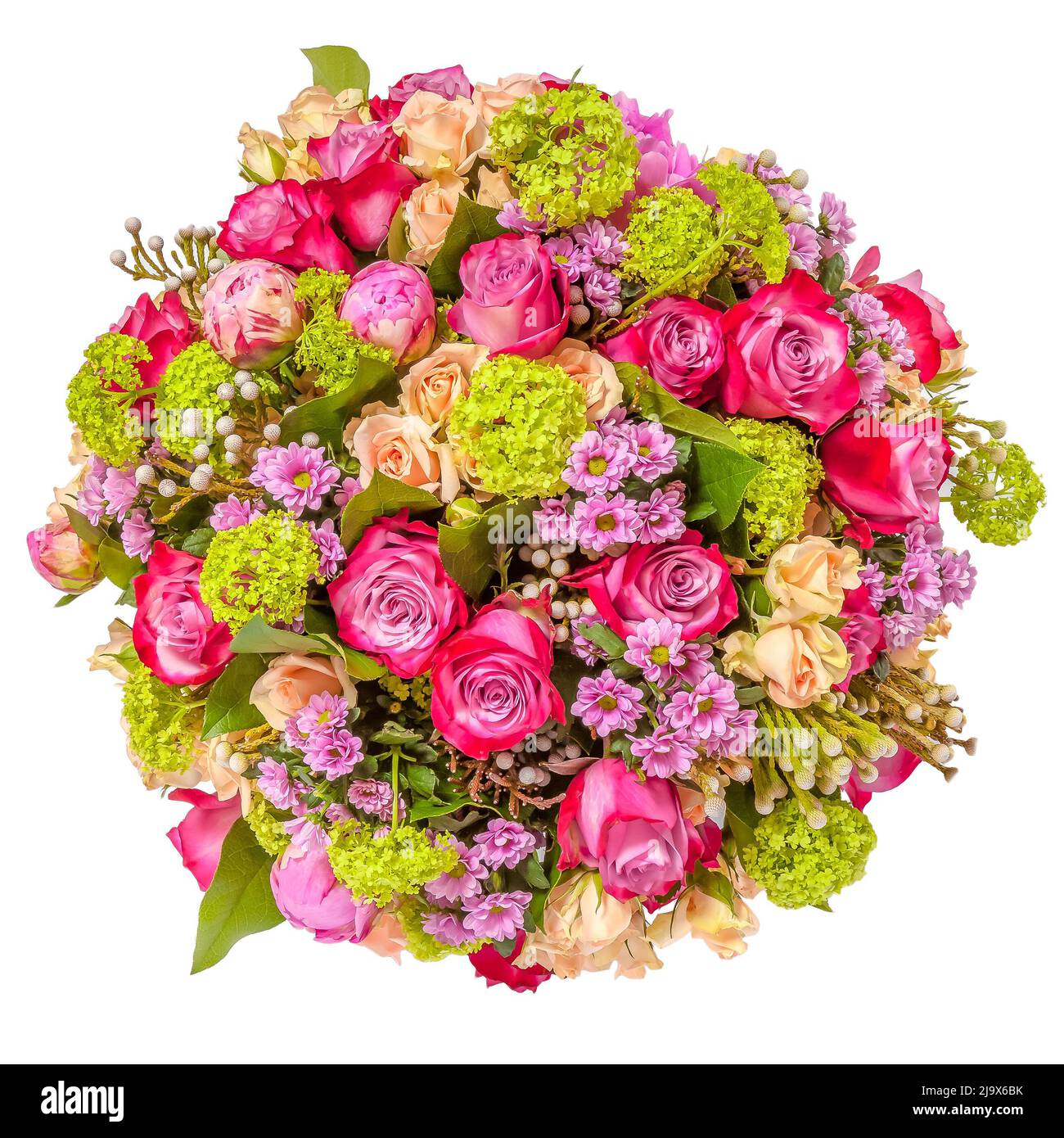 Bouquet of flowers top view isolated on white Stock Photo - Alamy