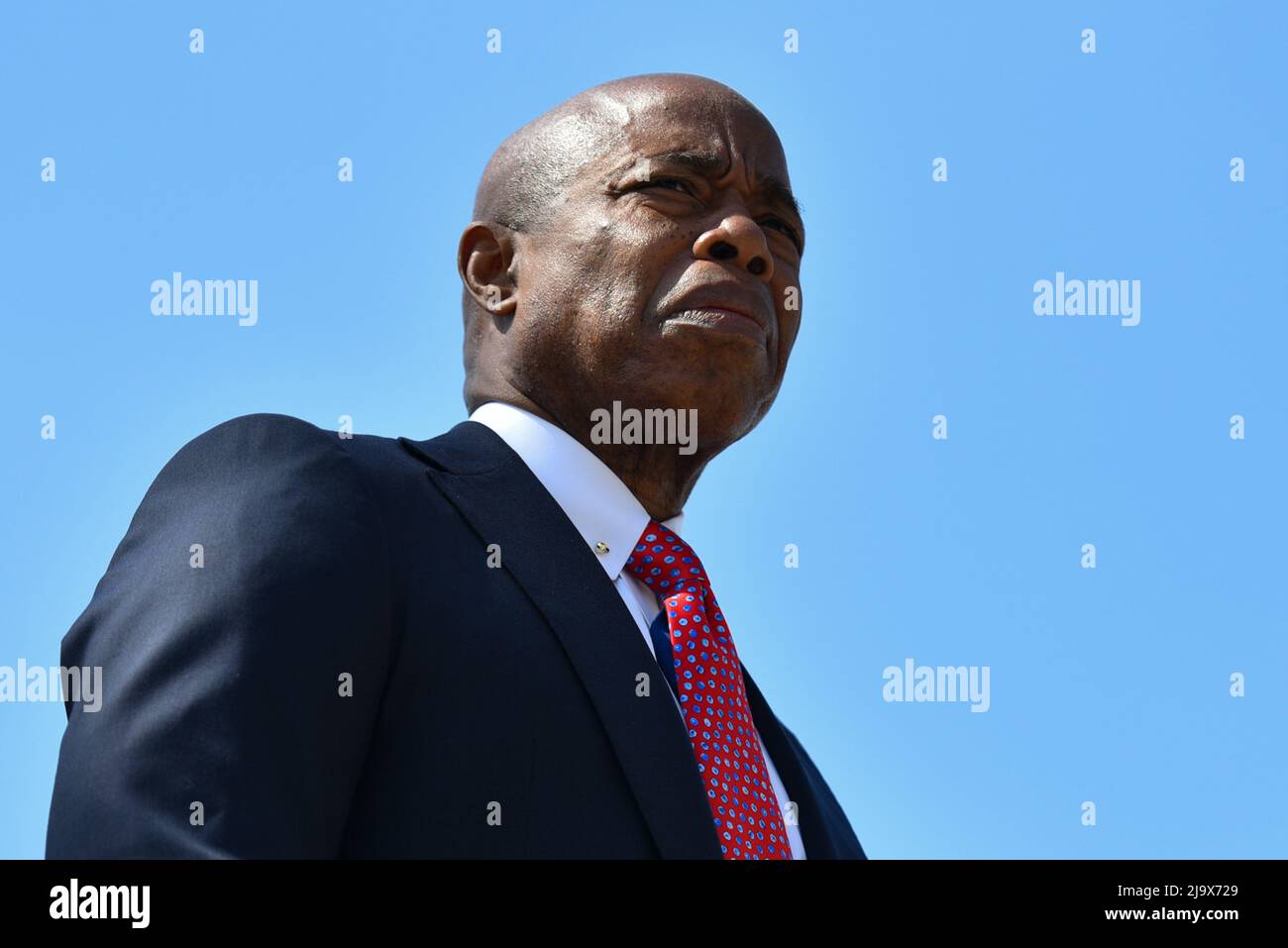 Mayor Eric Adams rings the Lightship Ambrose Bell, a symbol of ...