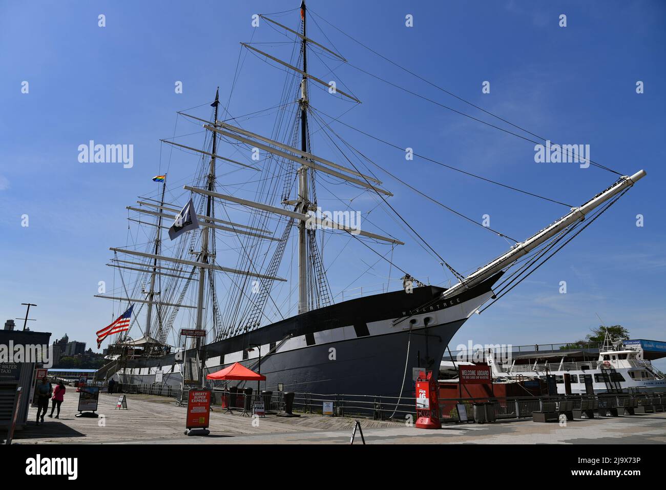 A view of the 1885 Cargo Ship Wavertree at South Street Seaport Pier 16 ...