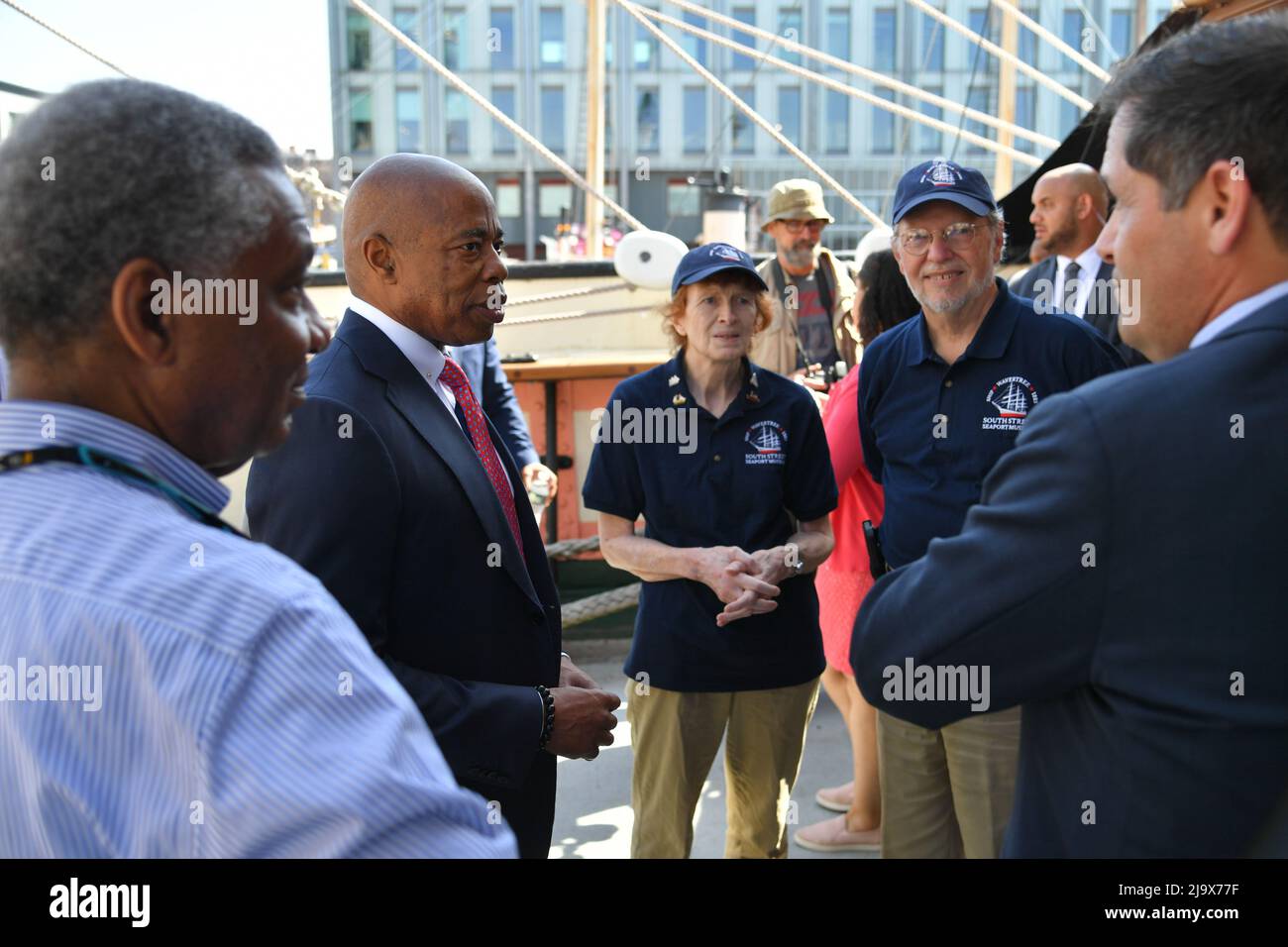 Mayor Eric Adams rings the Lightship Ambrose Bell, a symbol of ...