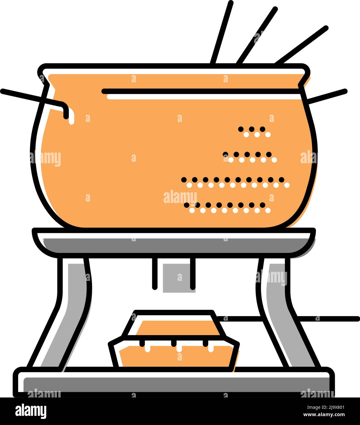 copper fondue pot color icon vector illustration Stock Vector Image ...