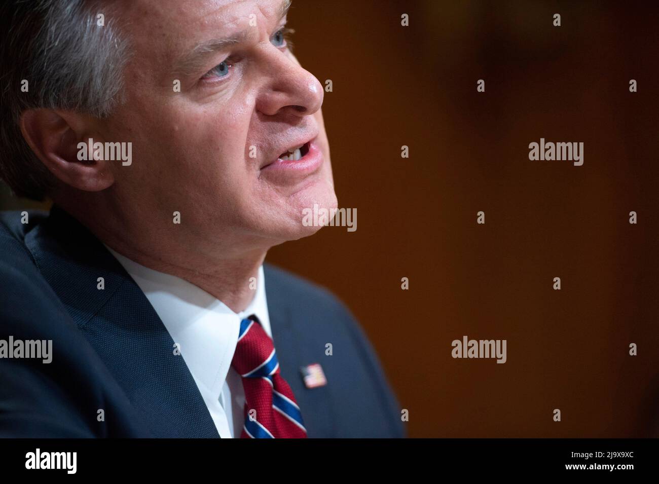 Director of the Federal Bureau of Investigation Christopher speaks ...