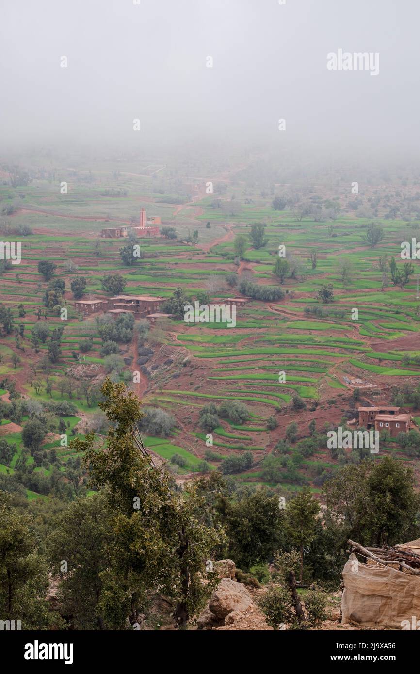 typical house and agricultural mountain landscape, Ait Blal, azilal ...