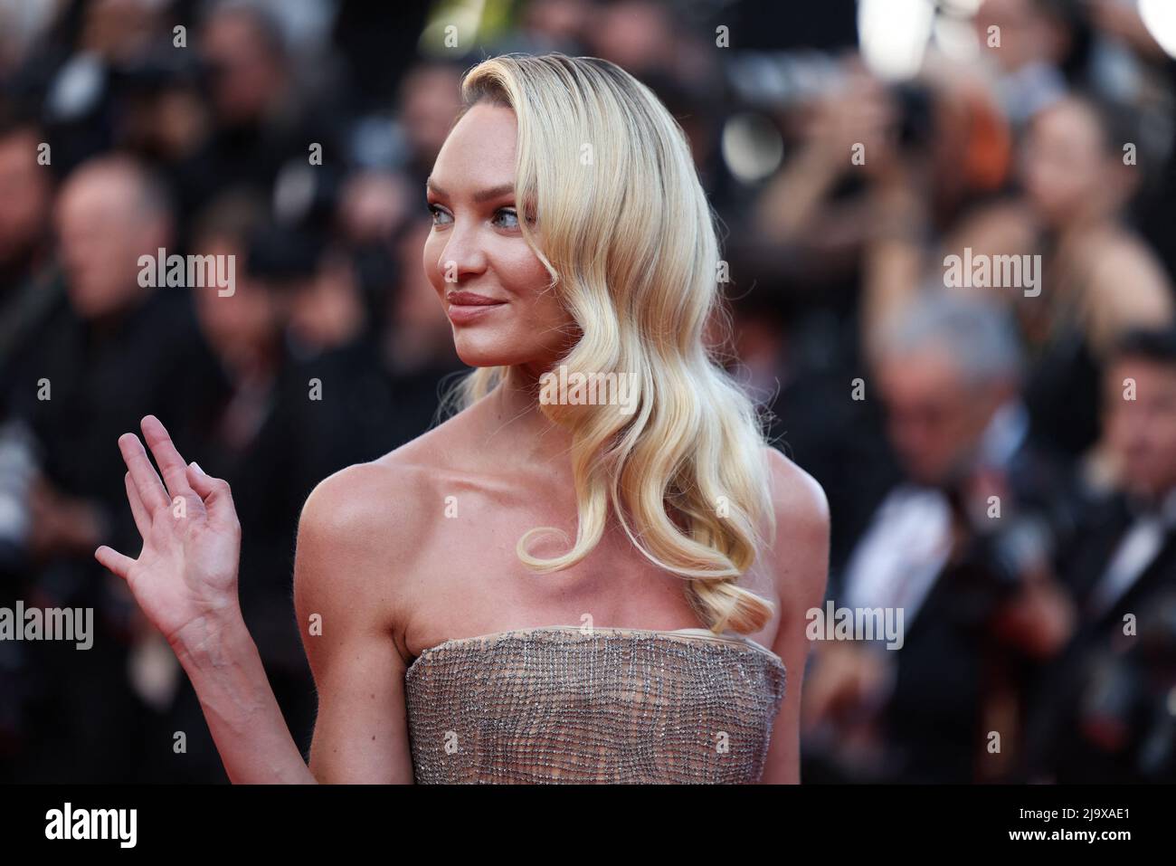 Candice Swanepoel attends the screening of "Elvis" during the 75th ...