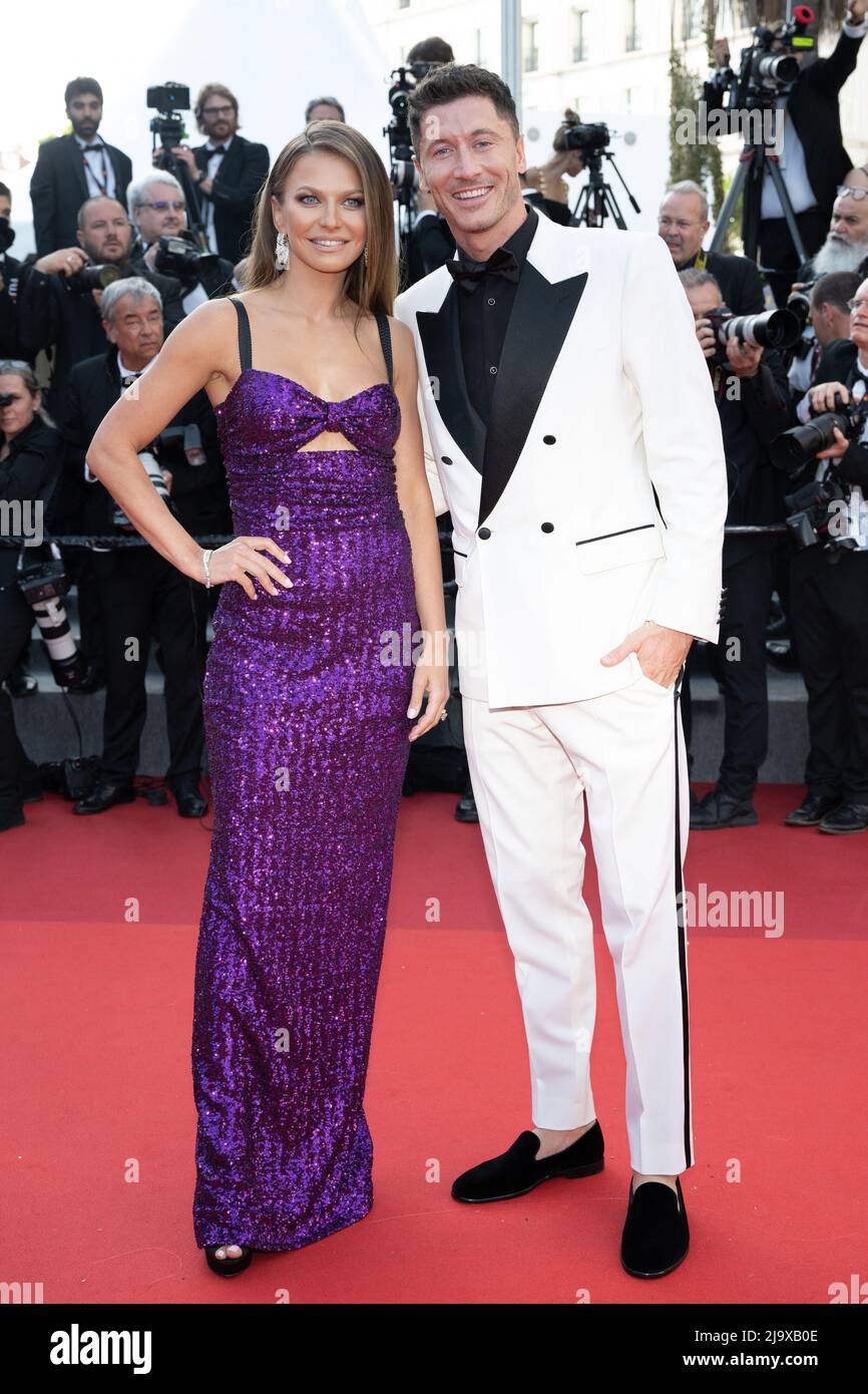 Anna Lewandowska and Robert Lewandowski attend the screening of Elvis ...