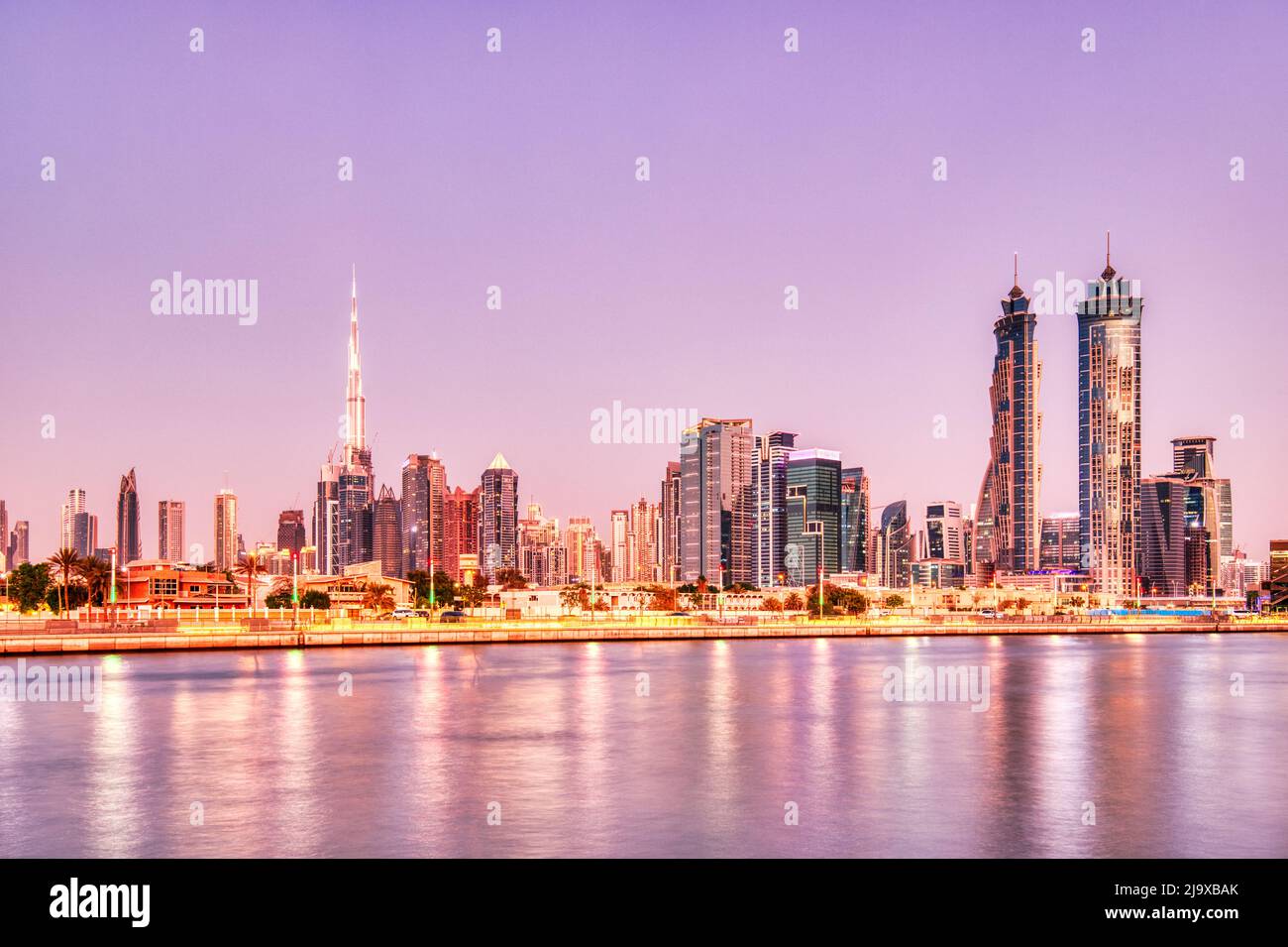 Dubai Skyline at Sunset, United Arab Emirates, Middle East Stock Photo ...